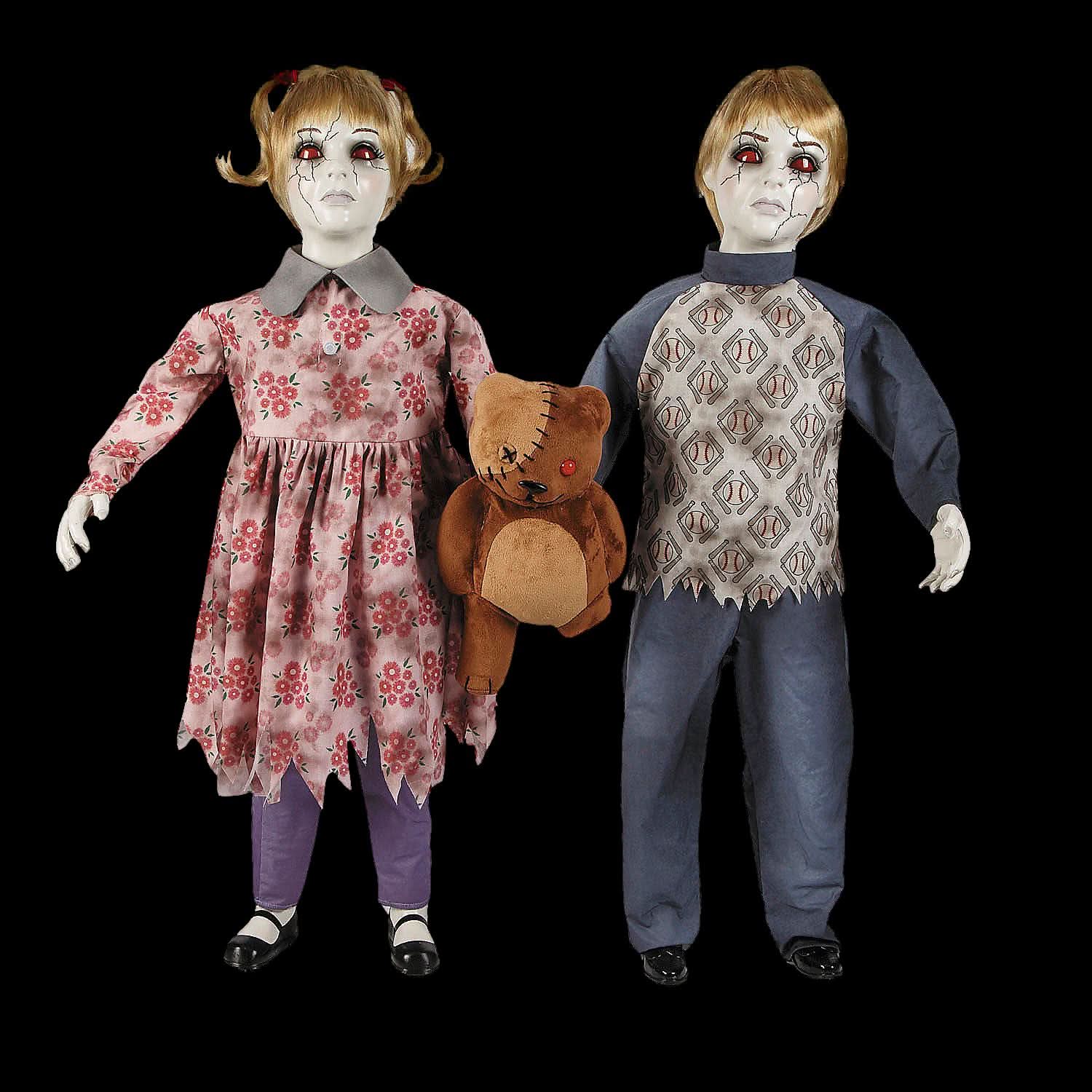 Apocalypse Twins with Stuffed Bear Halloween Animatronic – The Horror Dome