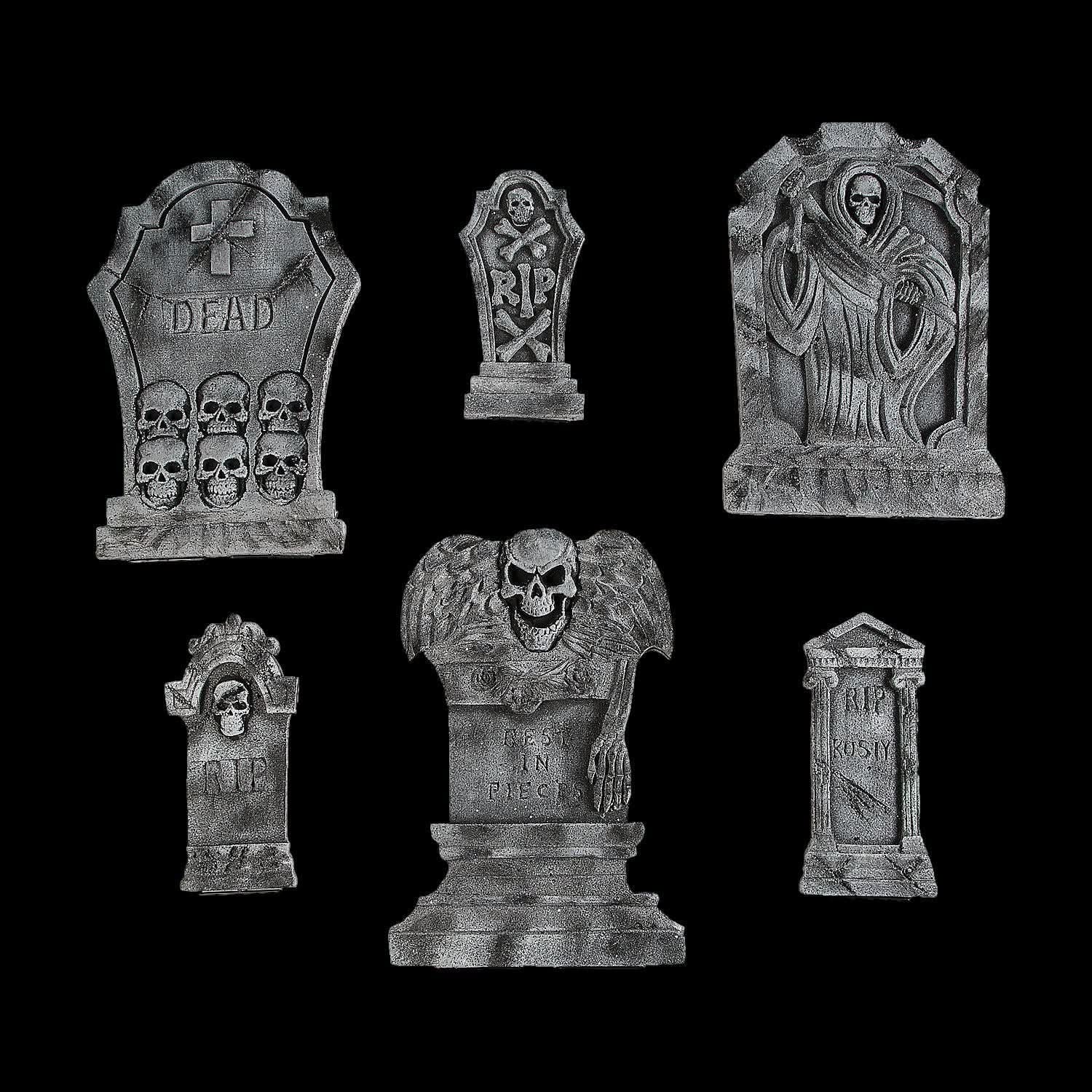 Spooky Graveyard Foam Tombstone Halloween Decorations Set – 6 Pc. – The ...