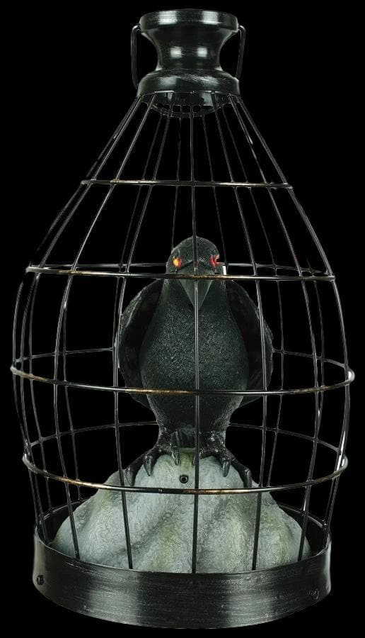 "Crow in Cage" Animated Halloween Prop – The Horror Dome