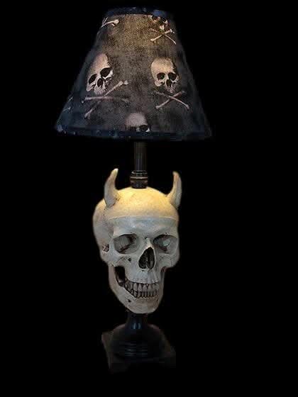 "Desk Lamp with Devil Skull and Bone Shade" Haunted House Lighting ...