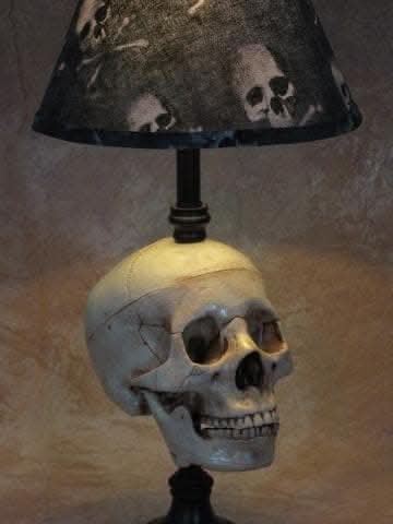 "Desk Lamp with Life-size Skull and Bone Shade" Haunted House Lighting ...